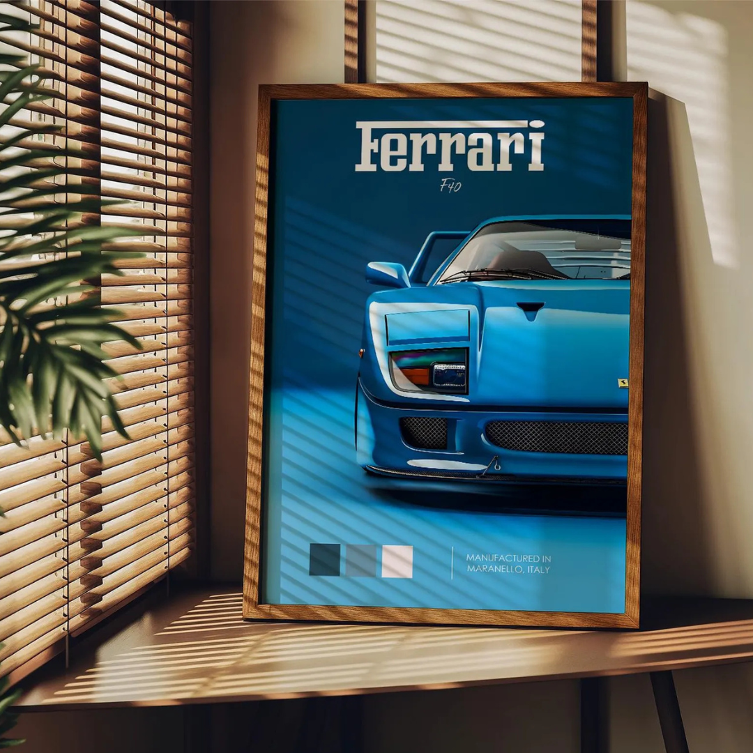 Cuadro Deportivo Ferrari F40 Azul – Che Deco